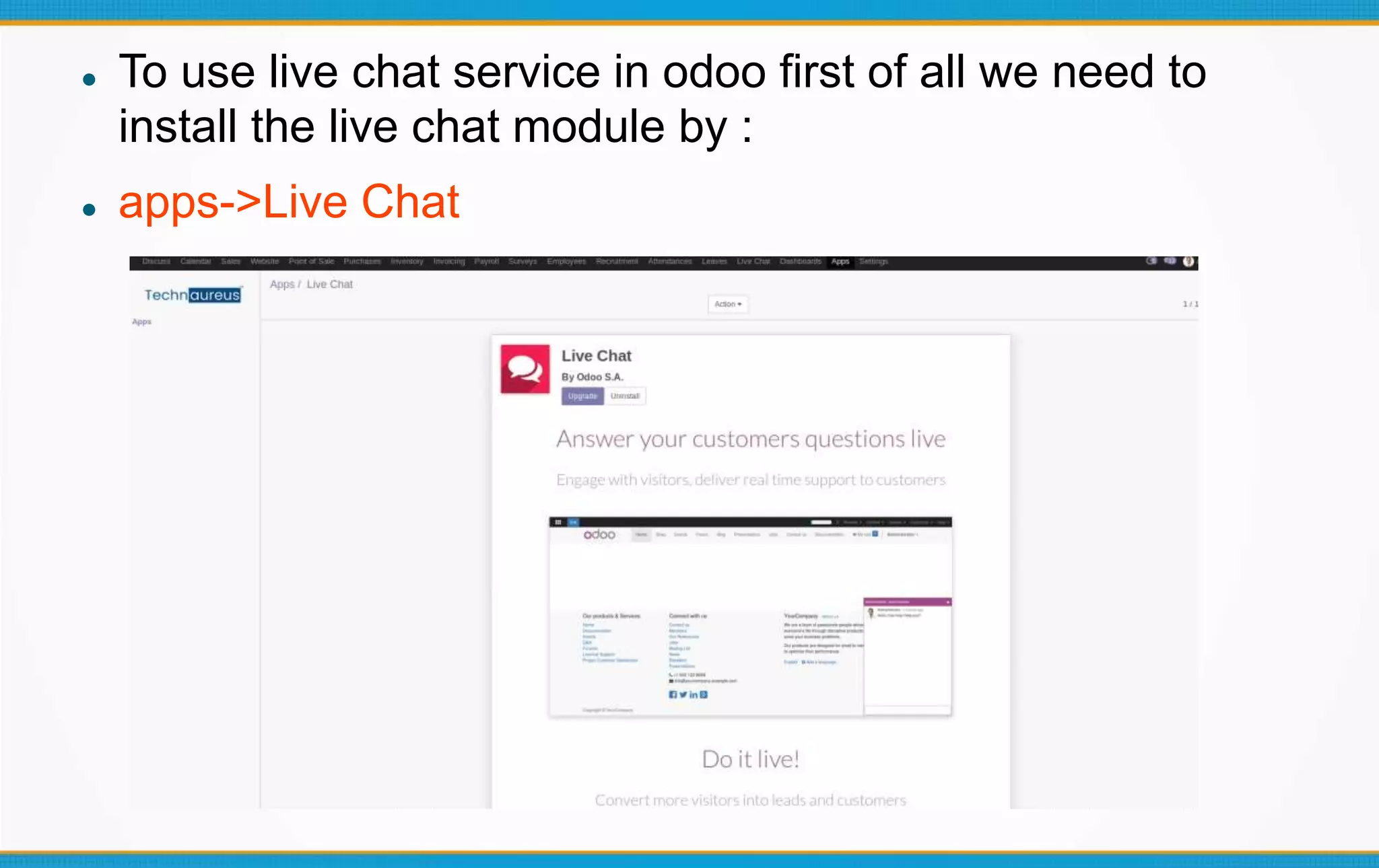 Live chat in odoo | PPT