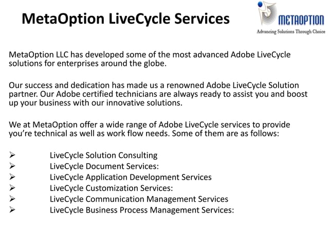 MetaOption Live cycle | PPT