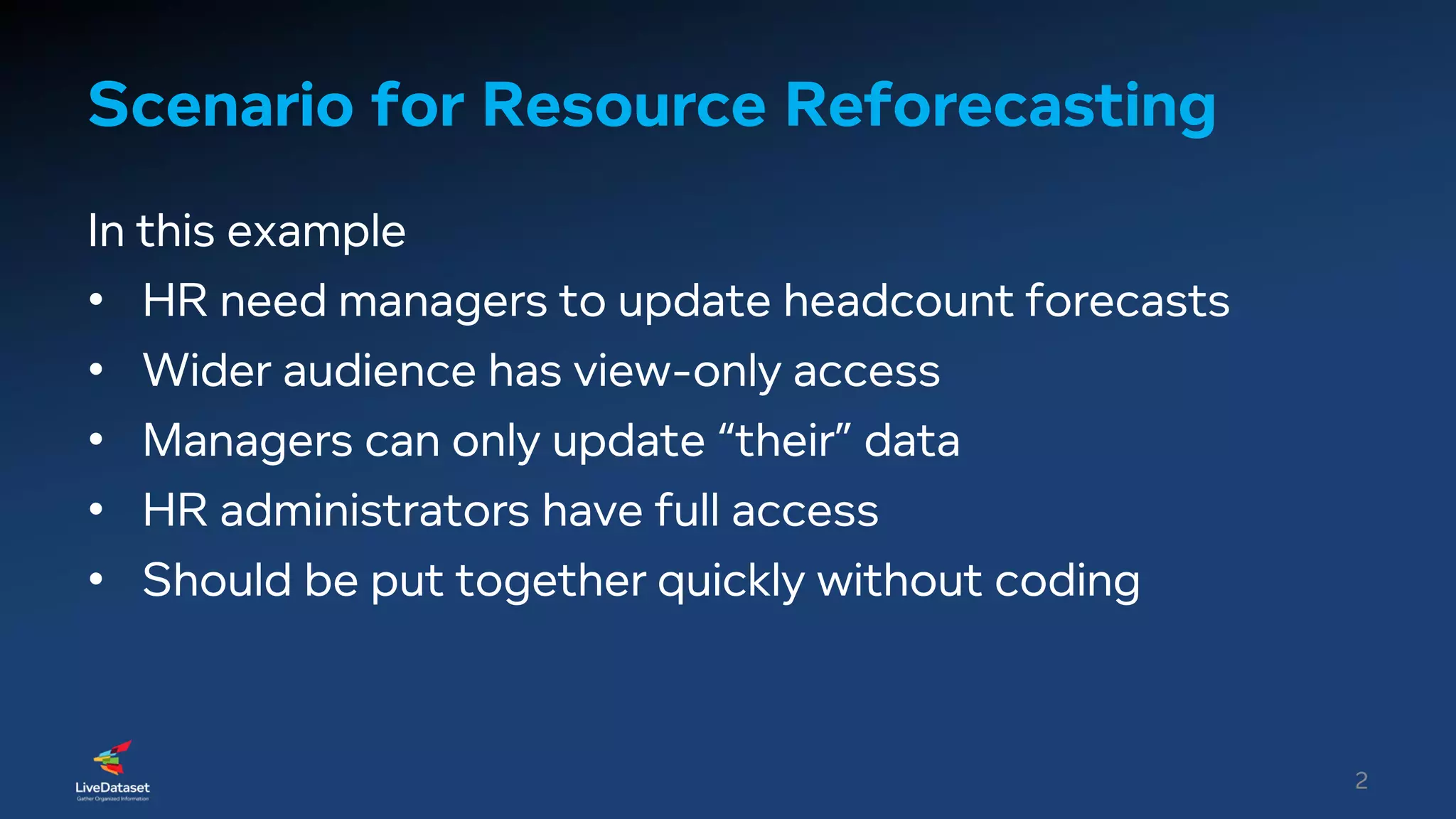 LiveDataset Example: Resource Reforecasting | PPT