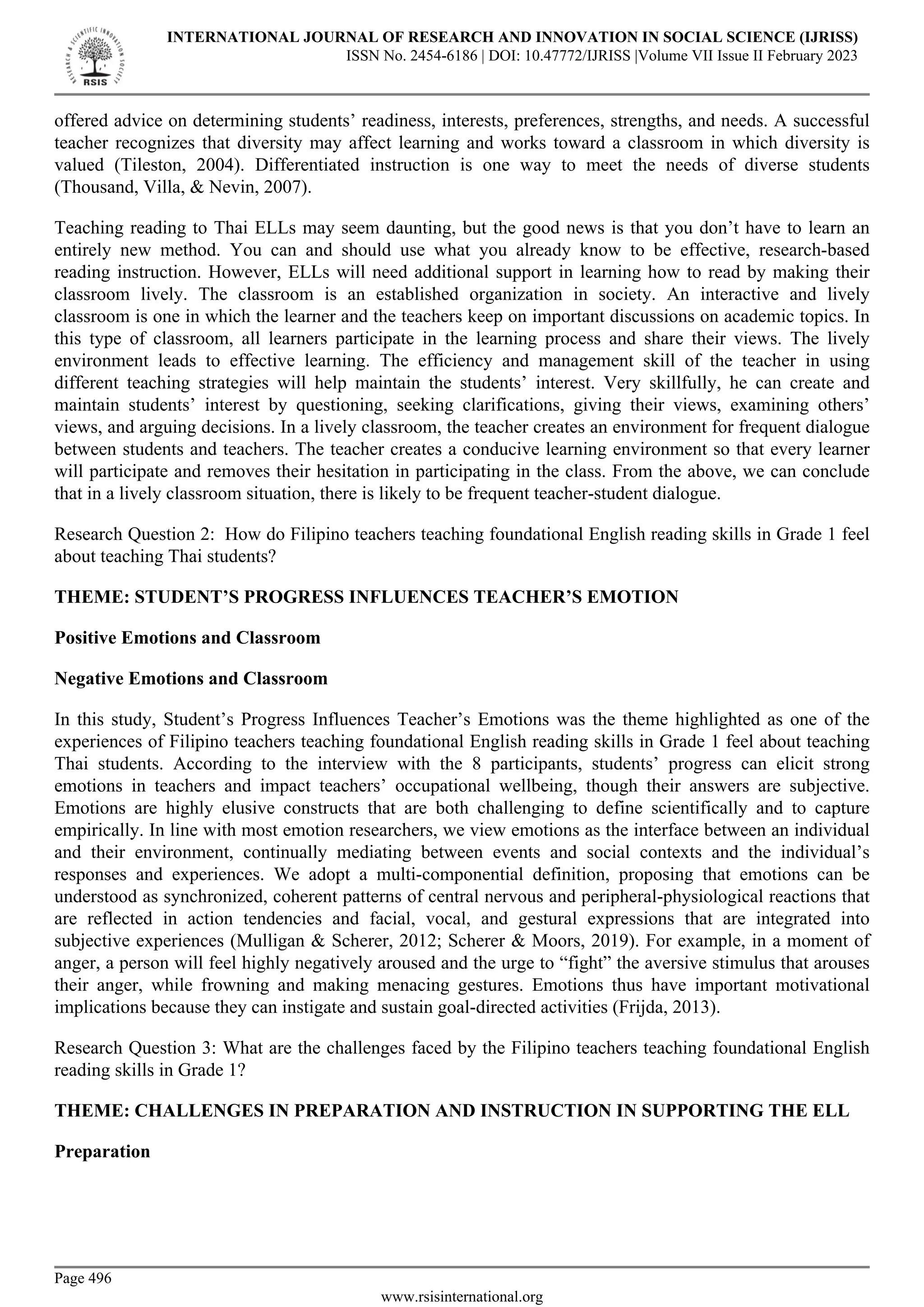 Lived Experiences of Filipino Teachers Teaching Foundational English ...