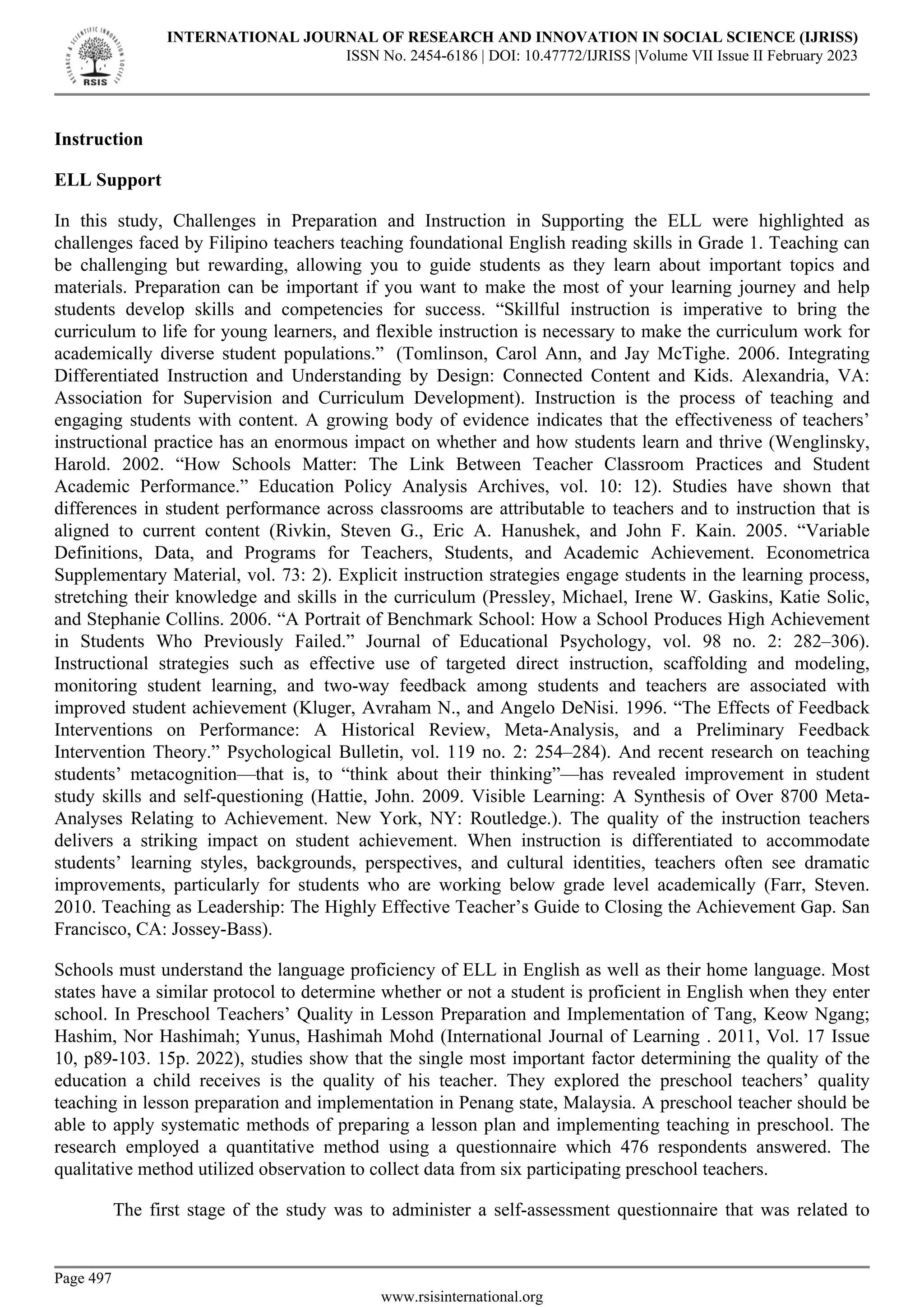 Lived Experiences of Filipino Teachers Teaching Foundational English ...