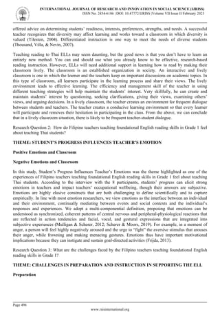 Lived Experiences of Filipino Teachers Teaching Foundational English ...