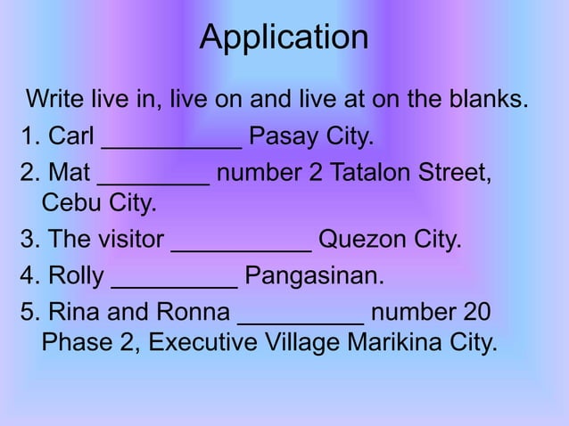 Live in, live on and live at | PPTX