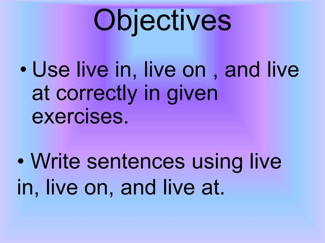 Live in, live on and live at | PPTX
