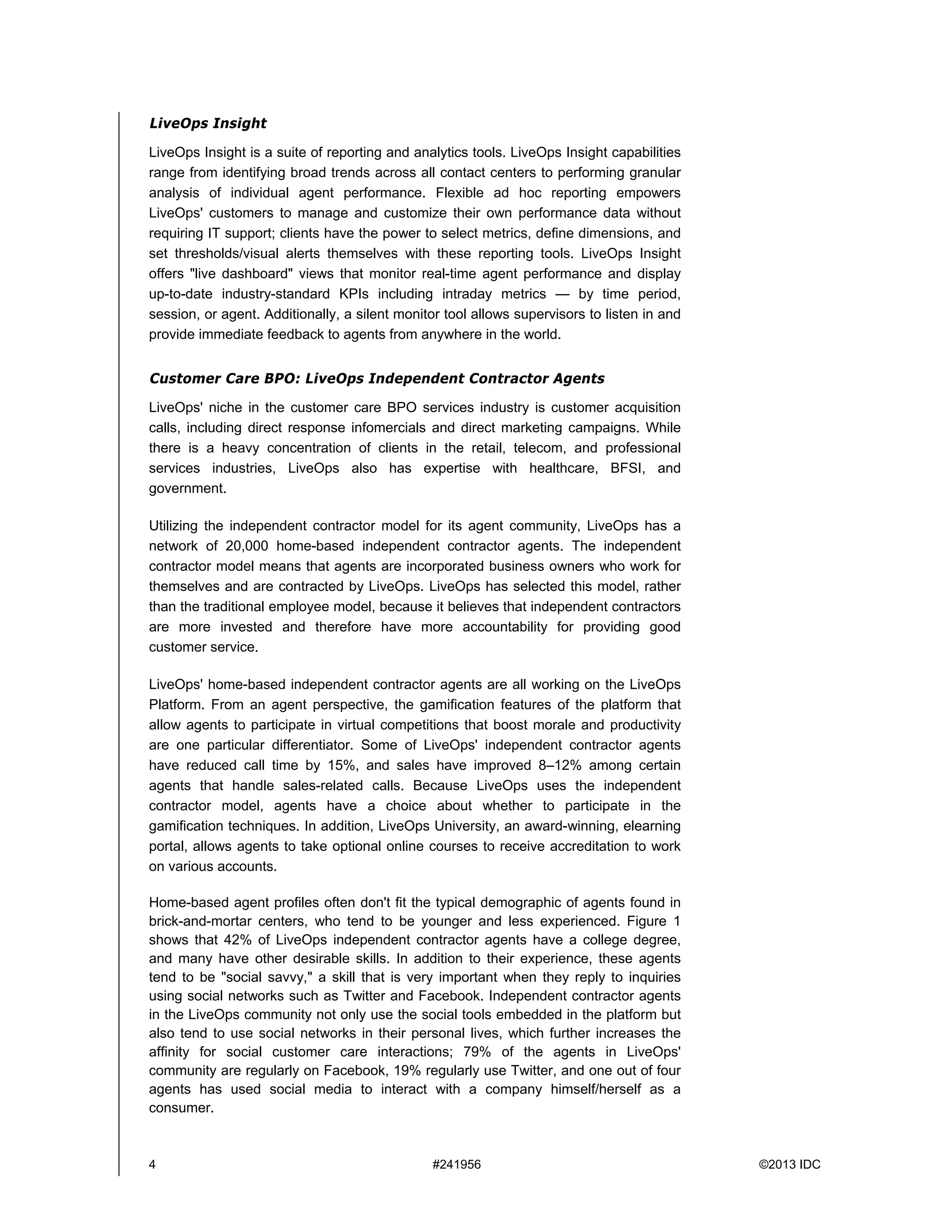 Liveops Vendor Profile - IDC | PDF