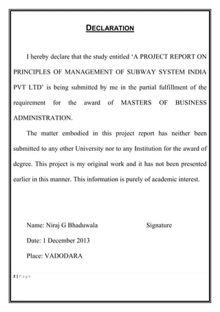 Live Project on Principle of Management | PDF