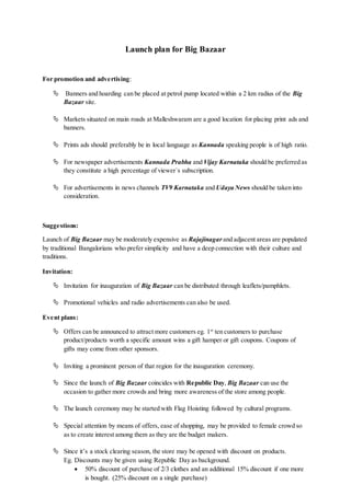 Live project - launch plan for big bazaar | DOCX