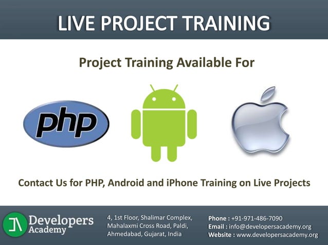 Live Project Training in Ahmedabad | PPT