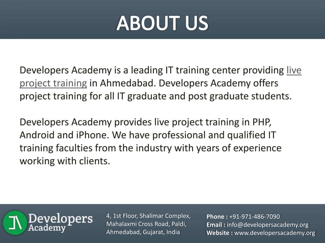 Live Project Training in Ahmedabad | PPT