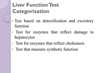 Liver functions, disorders and diagnostic tests - ppt | PDF