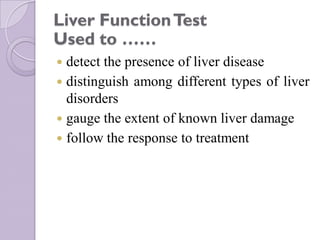Liver functions, disorders and diagnostic tests - ppt | PDF