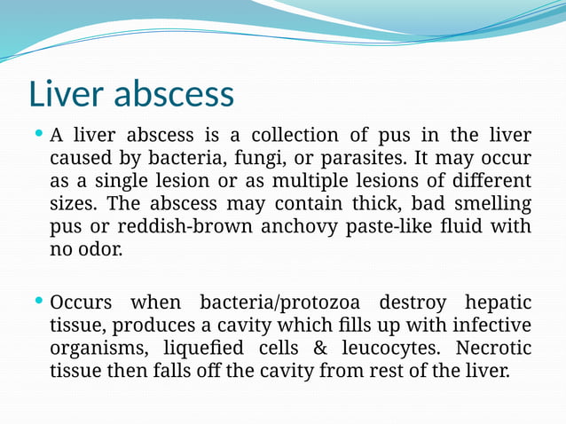 LIVER ABSCESS- introduction, definition, types, causes, sign and ...