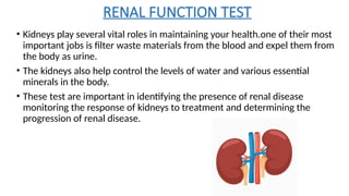 Presentation of LIVER AND RENAL FUNCTION TESTpptx | PPT