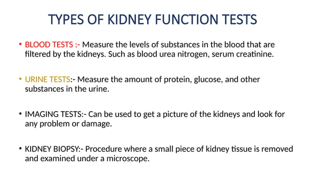 Presentation of LIVER AND RENAL FUNCTION TESTpptx | PPT