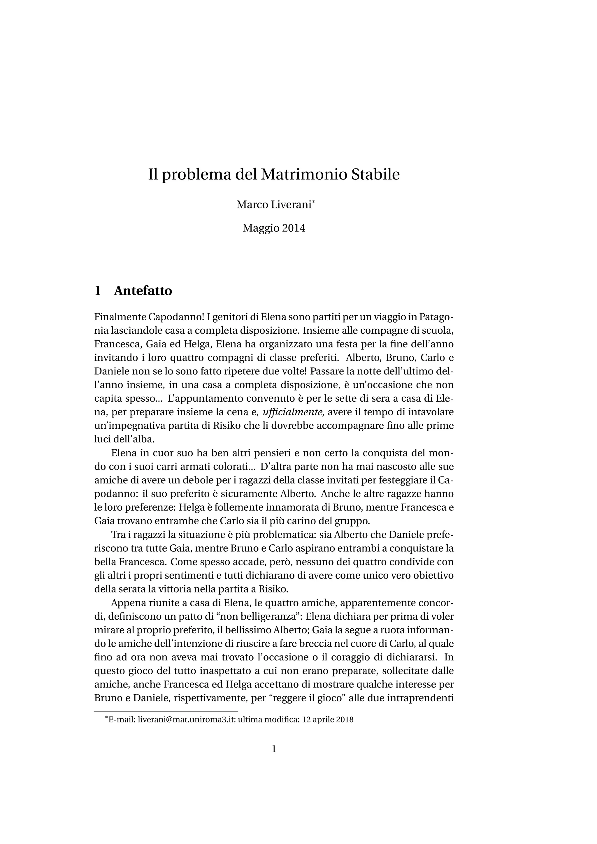 Il problema del Matrimonio Stabile | PDF