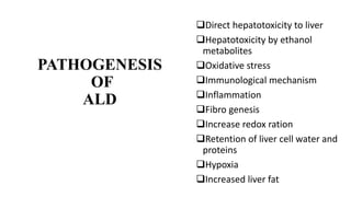 Pathophysiology of liver cirrhosis and alcholoic liver disease | PPTX