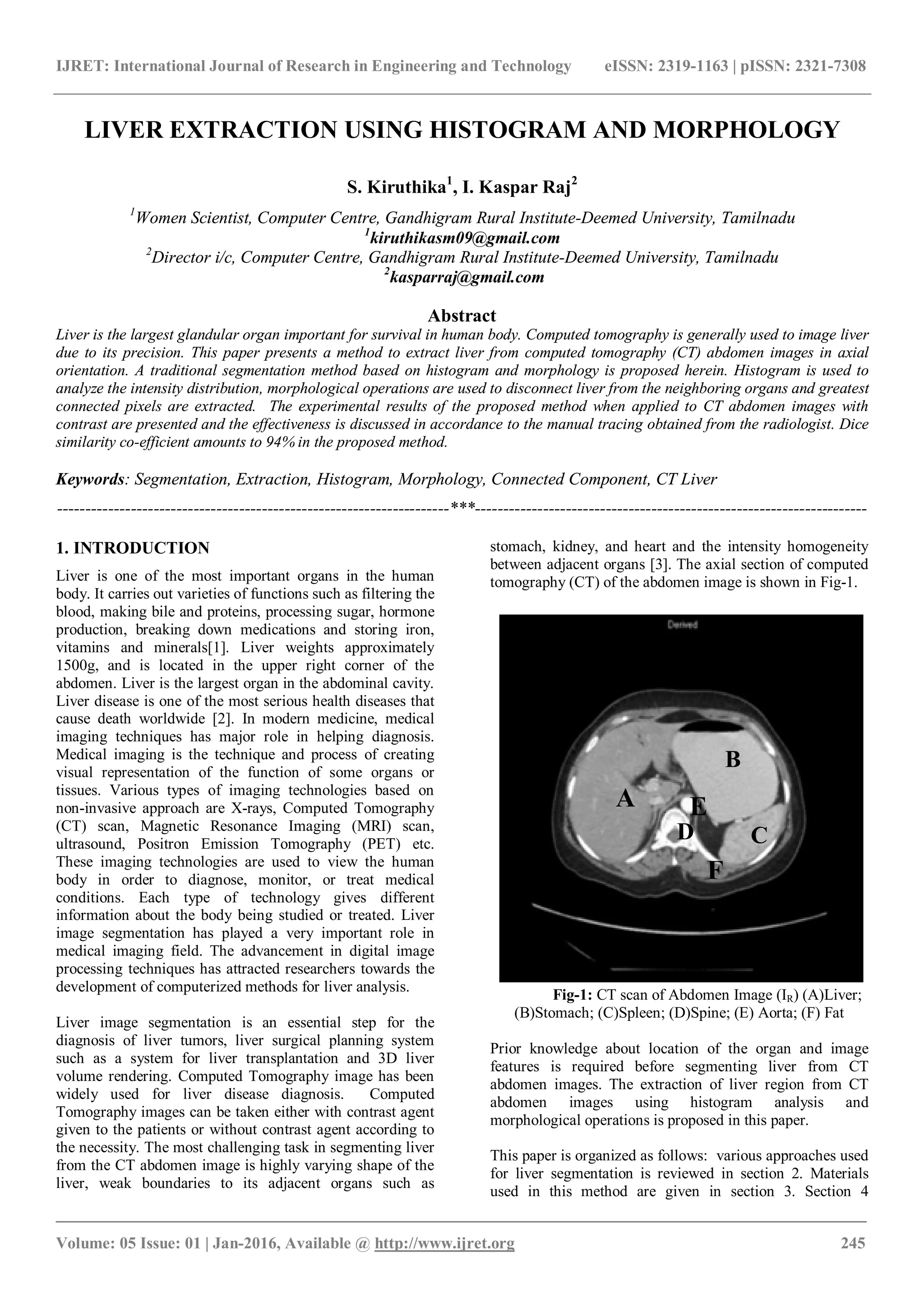 Liver Extraction Using Histogram And Morphology Pdf Medical Tests