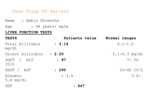 Case study of liver function test , different liver functiontest with ...