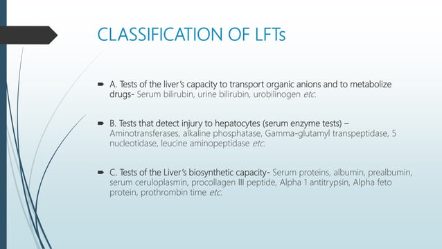 Liver function test (LFT) | PPTX | Blood Disorders | Diseases and ...