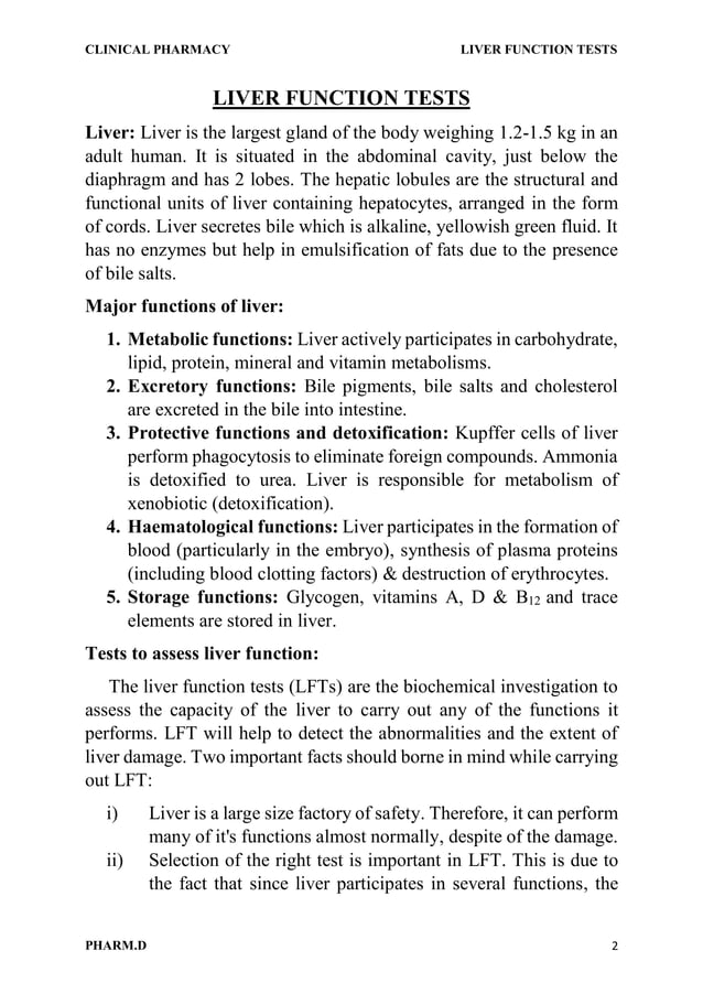 Liver function tests | PDF