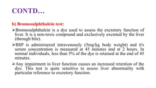 Liver function tests for Pharm.D (Medicinal biochemistry & Clinical ...