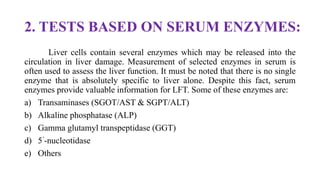 Liver function tests for Pharm.D (Medicinal biochemistry & Clinical ...