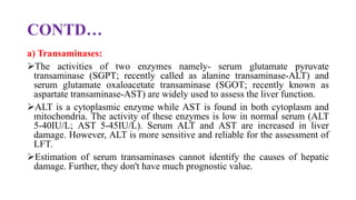 Liver function tests for Pharm.D (Medicinal biochemistry & Clinical ...
