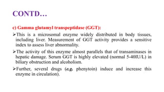 Liver function tests for Pharm.D (Medicinal biochemistry & Clinical ...
