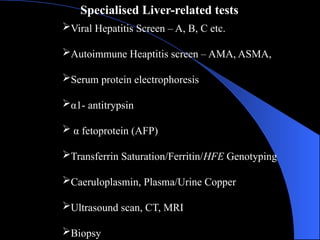 Liver function tests for postgraduate students | PPTX