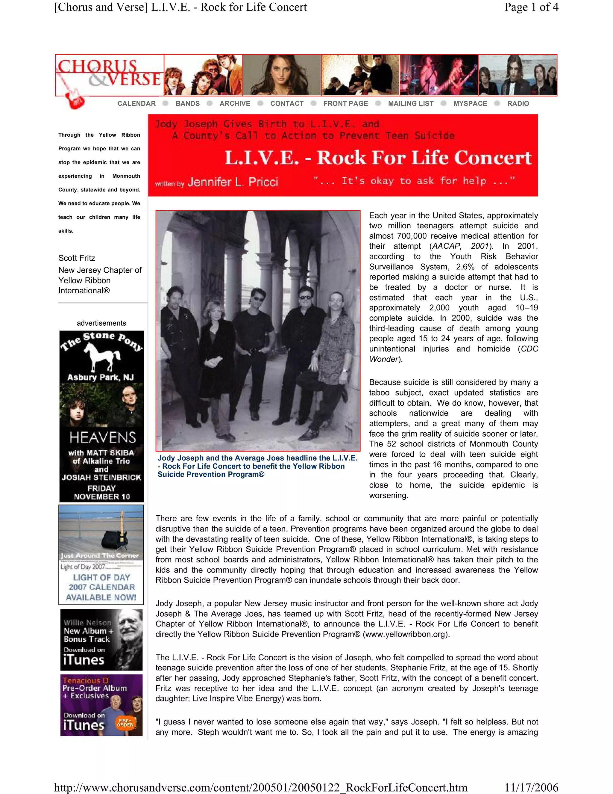 L.I.V.E. Rock For Life Concert By Jennifer Pricci | PDF