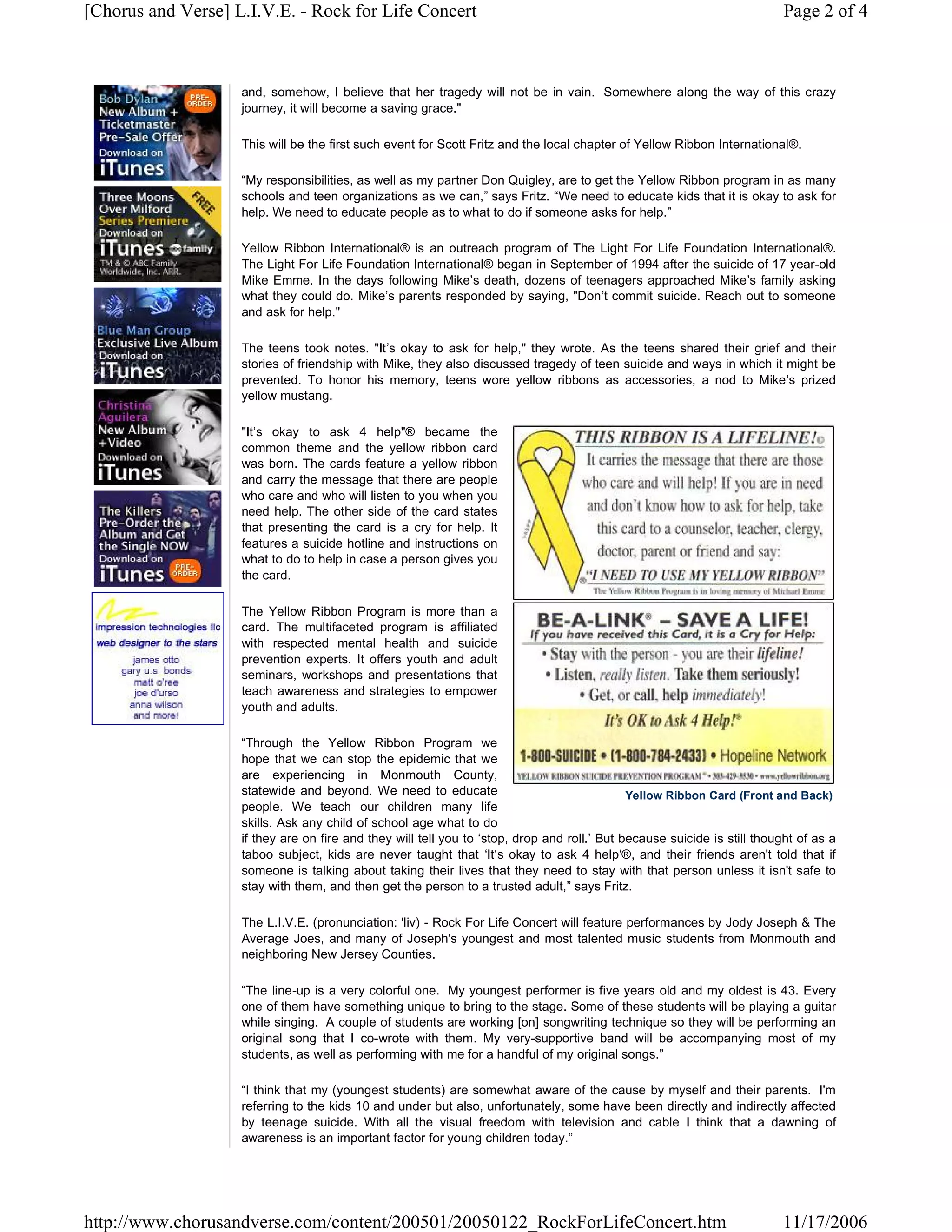 L.I.V.E. Rock For Life Concert By Jennifer Pricci | PDF