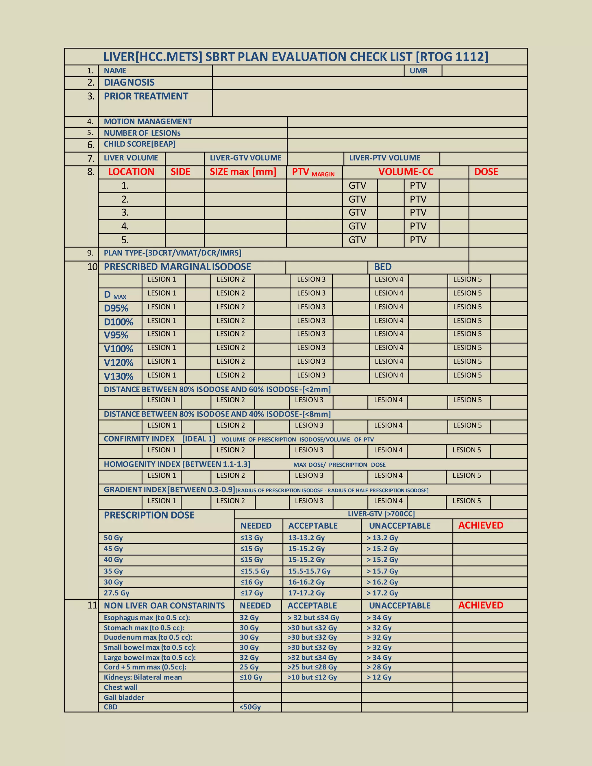 SBRT LIVER PLAN EVALUATION | DOCX