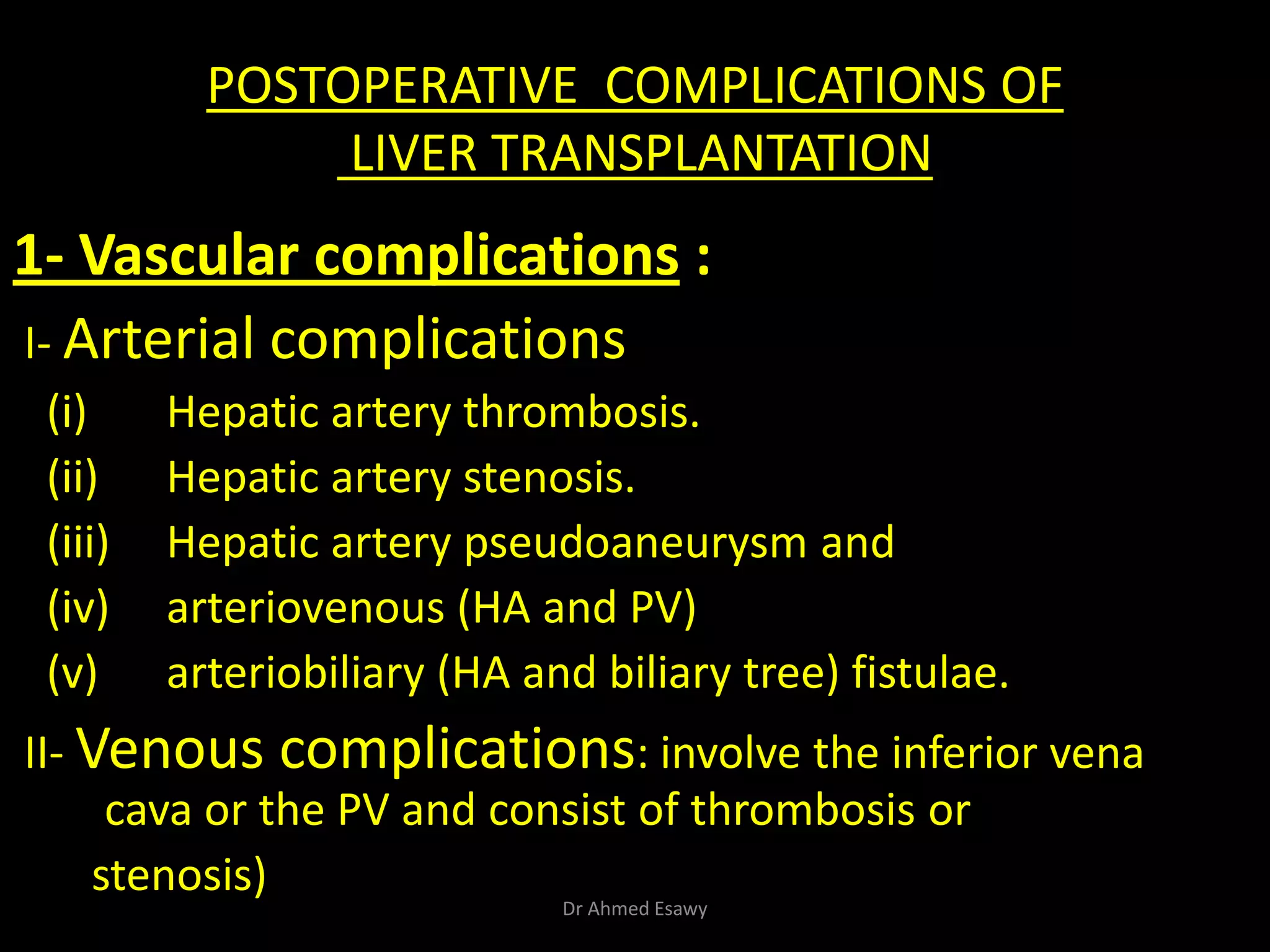 Imaging Liver transplantation post operative Dr Ahmed Esawy | PDF