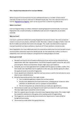 Step By Step Instructions For Live Scan Method