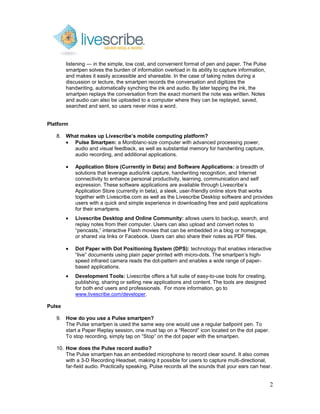 Livescribe FAQ - Q | DOCX