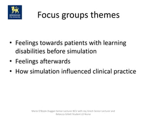 Session F - Learning disabilities: Using live simulation to explore ...