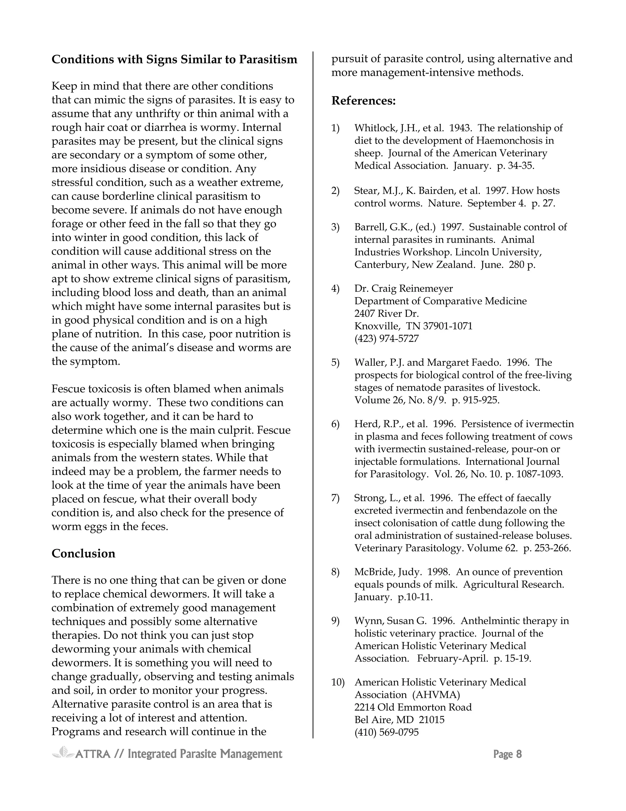Integrated Parasite Management for Livestock | PDF