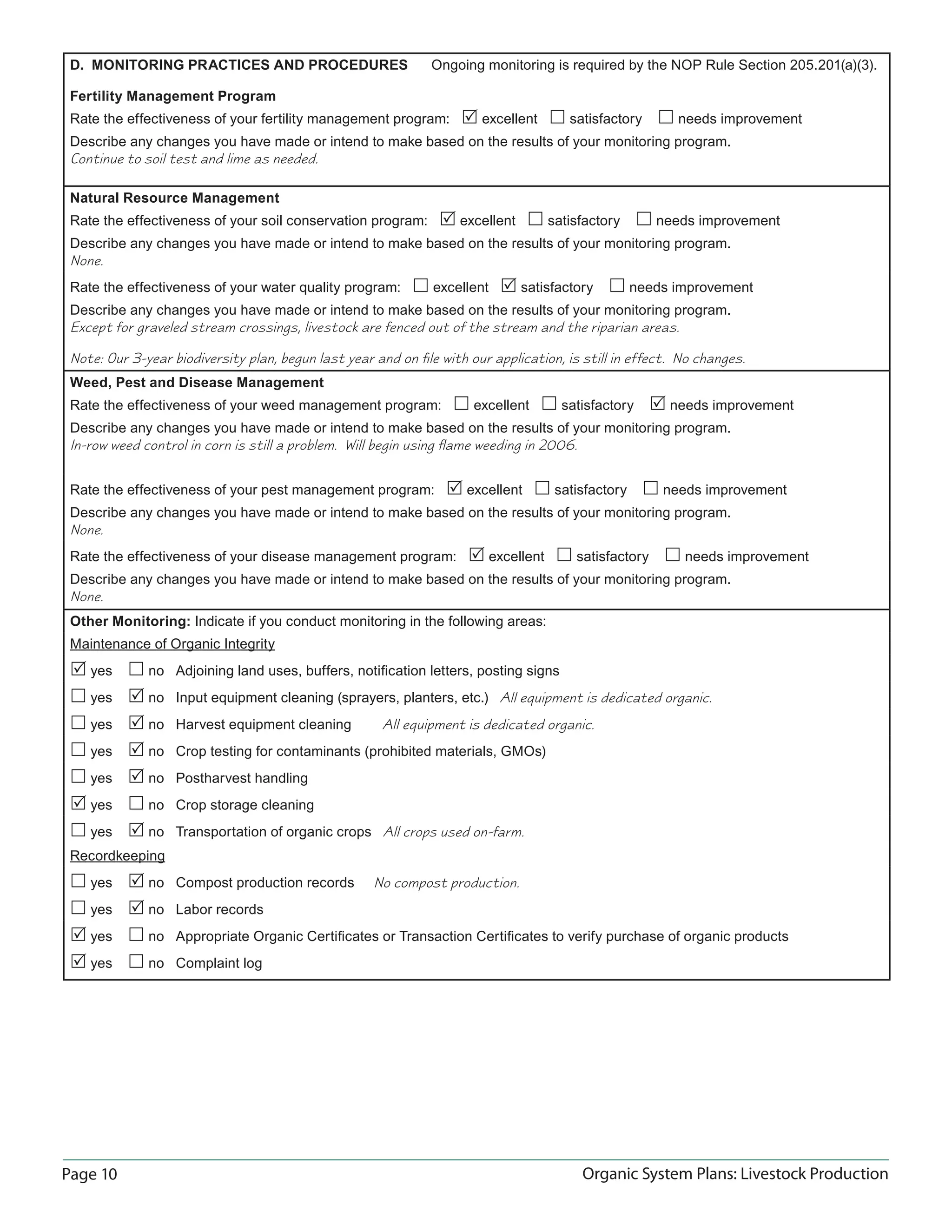 Organic System Plans: Livestock Production | PDF