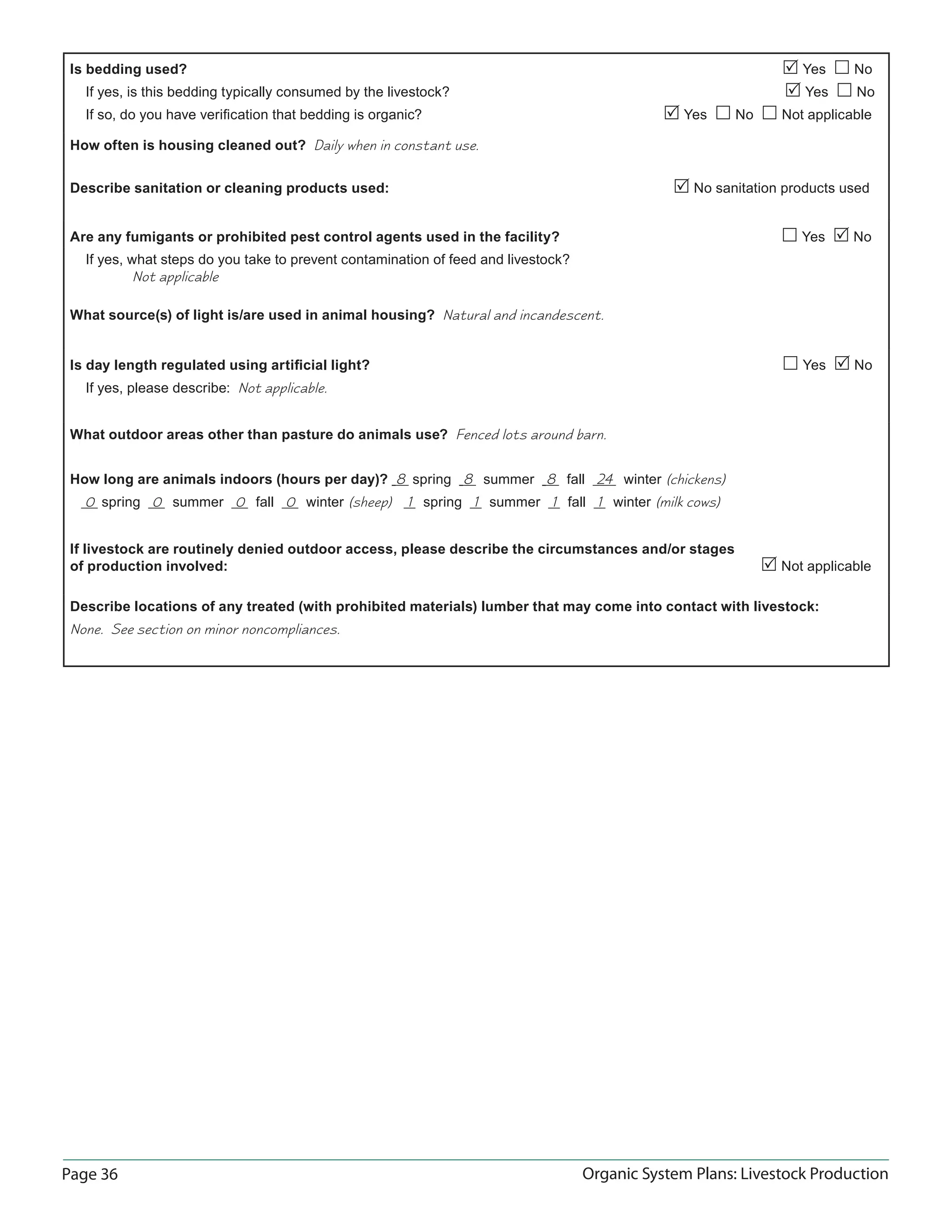 Organic System Plans: Livestock Production | PDF