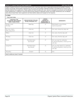Organic System Plans: Livestock Production | PDF