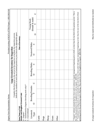 Organic Livestock Documentation Forms | PDF