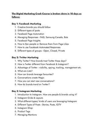 10 Day Digital Marketing Crash Course - Batch 2 | PDF