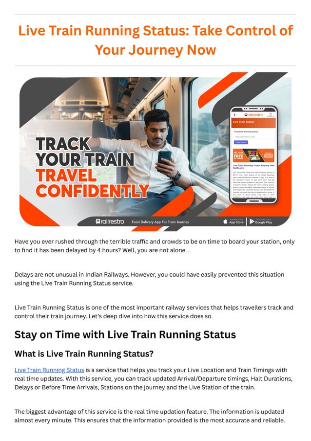 Live Train Running Status Take Control of Your Journey Now | PDF