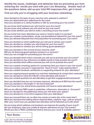 Live video streaming checklist