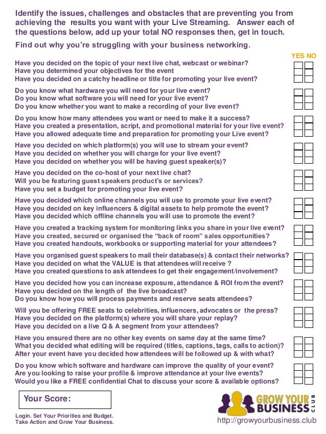Live video streaming checklist