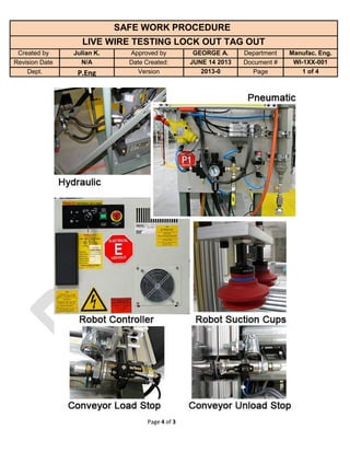 Live wire testing lock out tag out safe work procedure | PDF