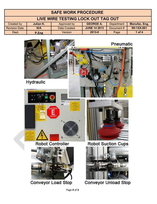 Live wire testing lock out tag out safe work procedure | PDF