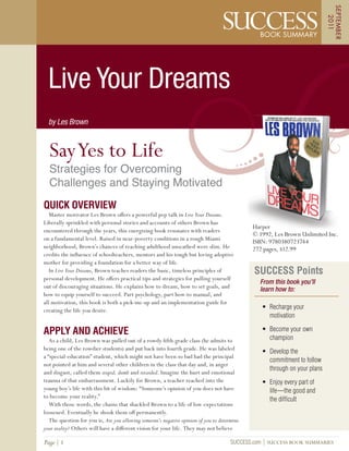 Live your dreams summary | PDF
