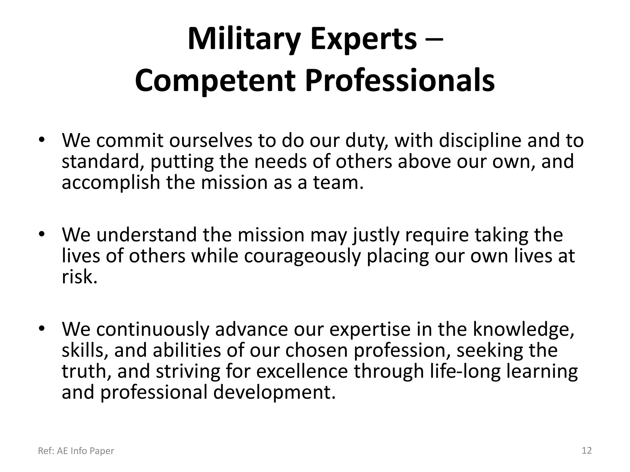 Living the-army-ethic-lesson-plan-slides | PPTX