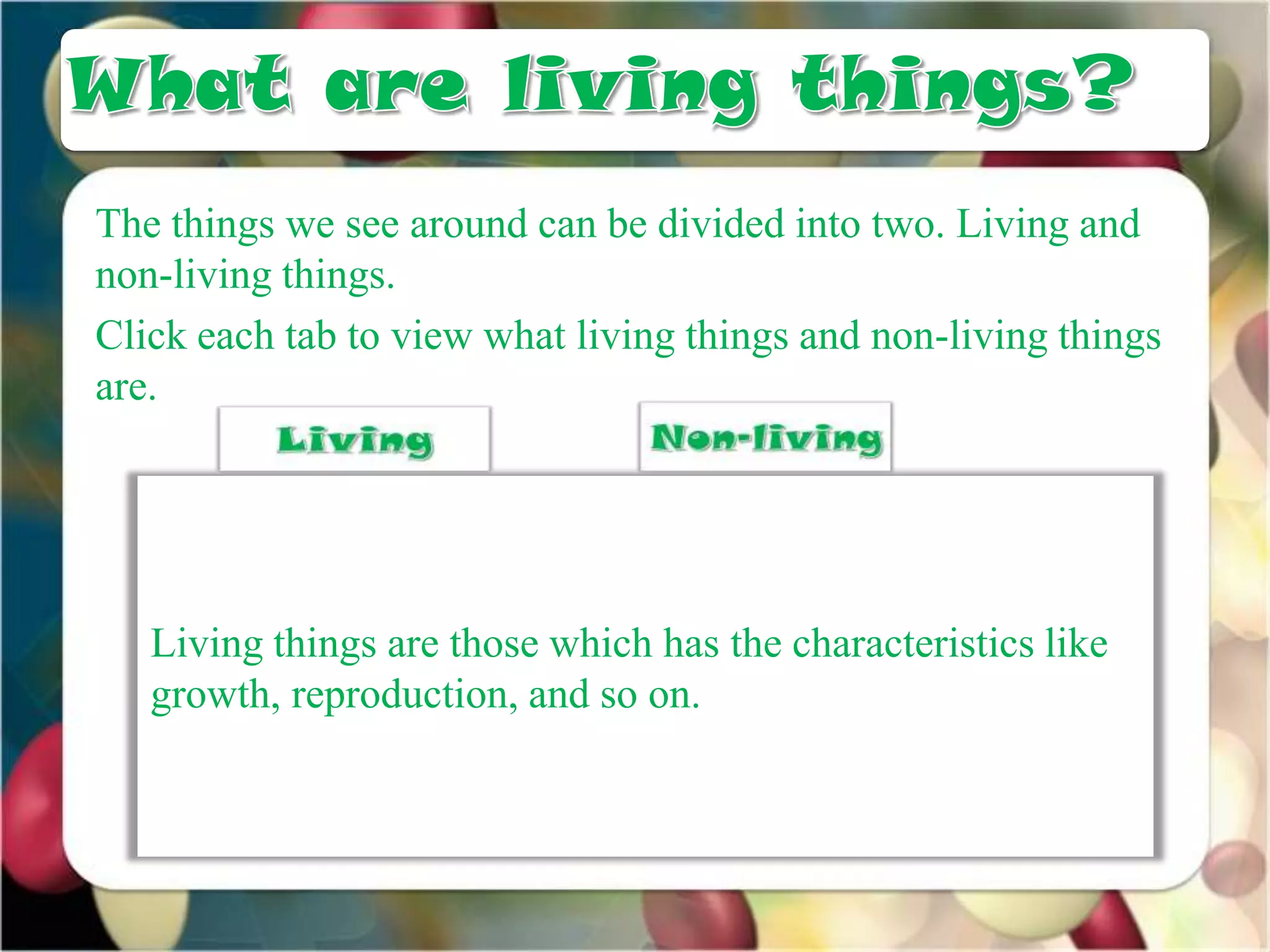 Living And Non Living Things | PPTX